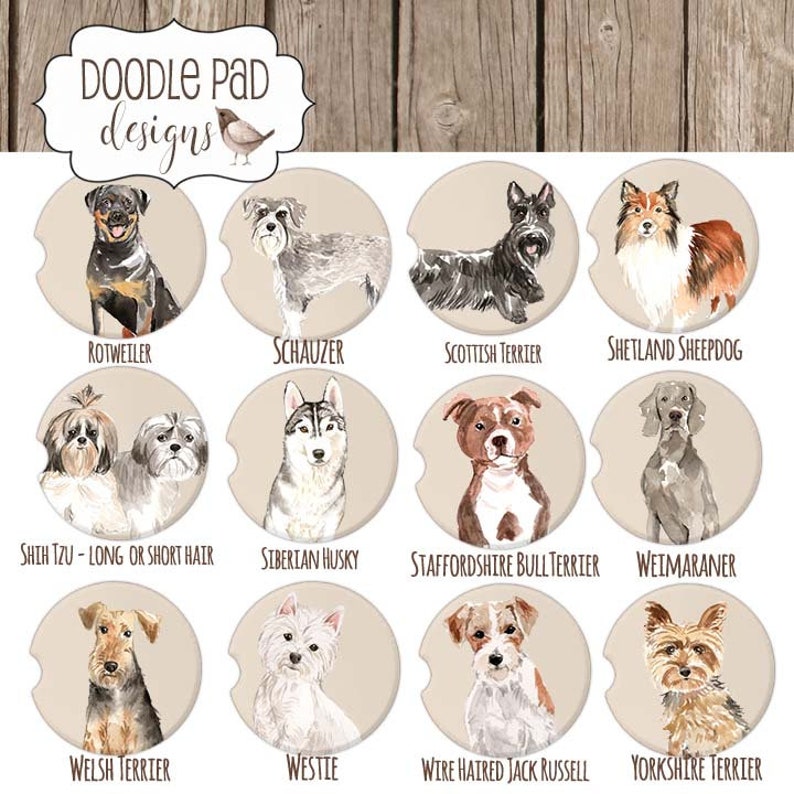 Custom Dog Car Coaster Build Your Own Design From Multiple | Etsy