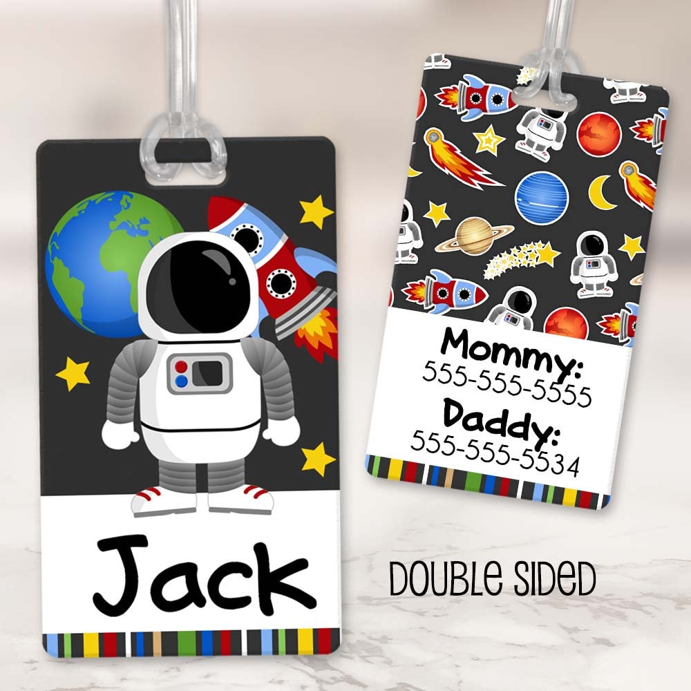 Personalized Luggage Tag for Kids, Space Astronaut Diaper Bag Tag - Etsy