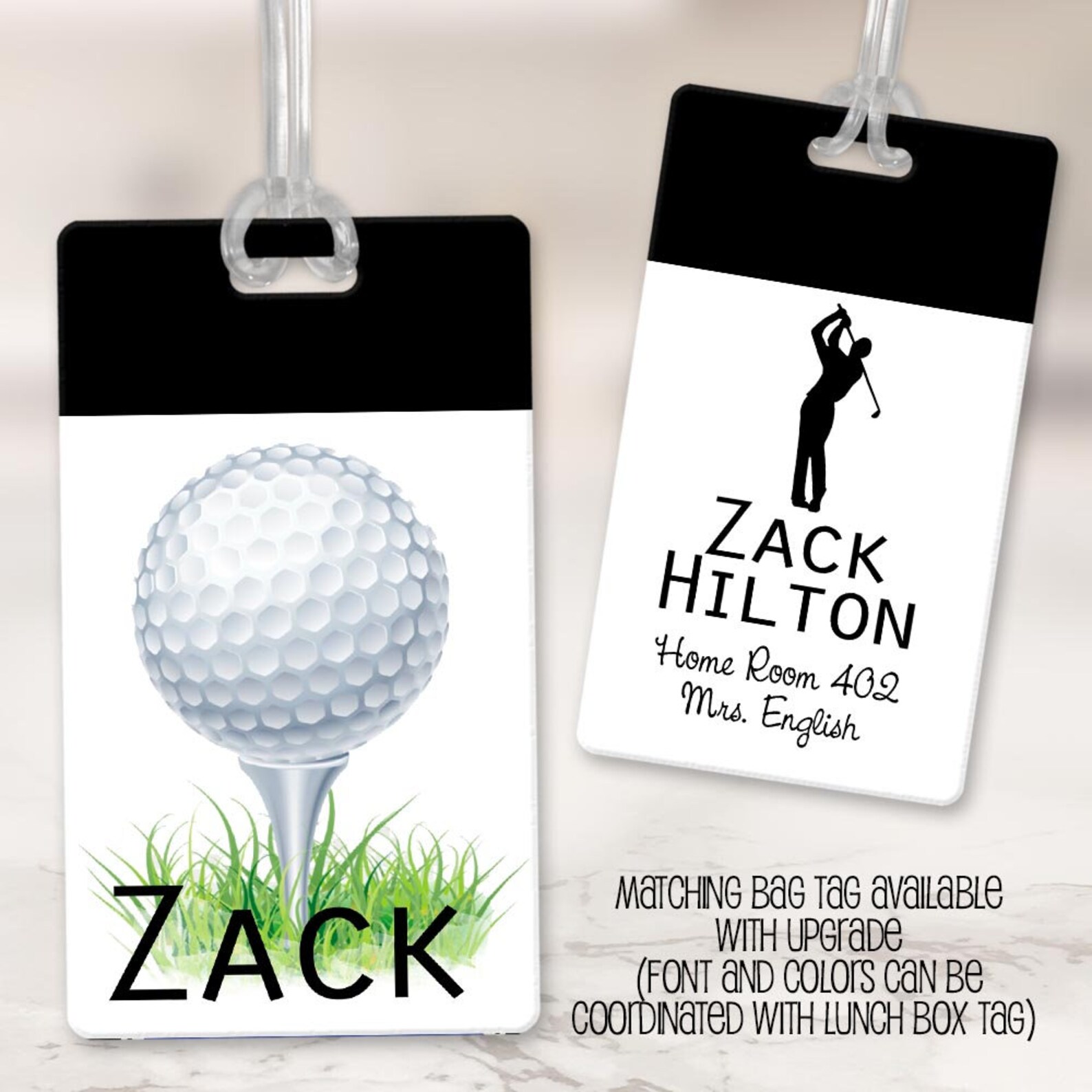 Personalized Golf Ball Lunch box ID Tag Zipper Pull - Etsy.de