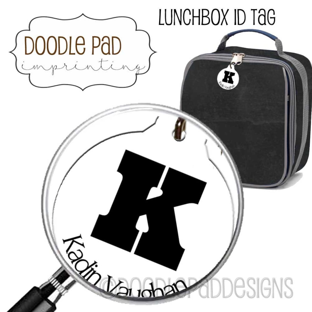 Lunch Box ID Tag, Monogram ID Tag, Zipper Pull, Personalized Free - Etsy