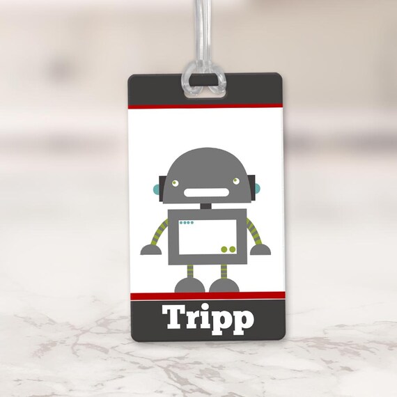 Robot Luggage Tag Personalized Bag Tag | Etsy