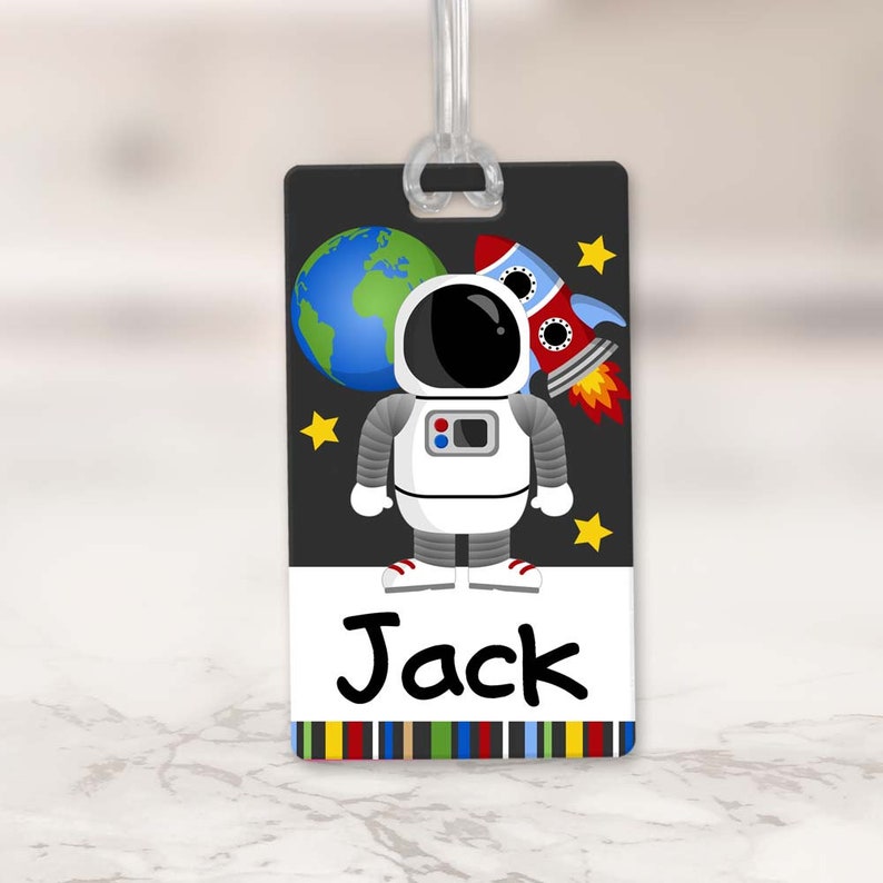 Personalized Luggage Tag for Kids, Space Astronaut Diaper Bag Tag - Etsy