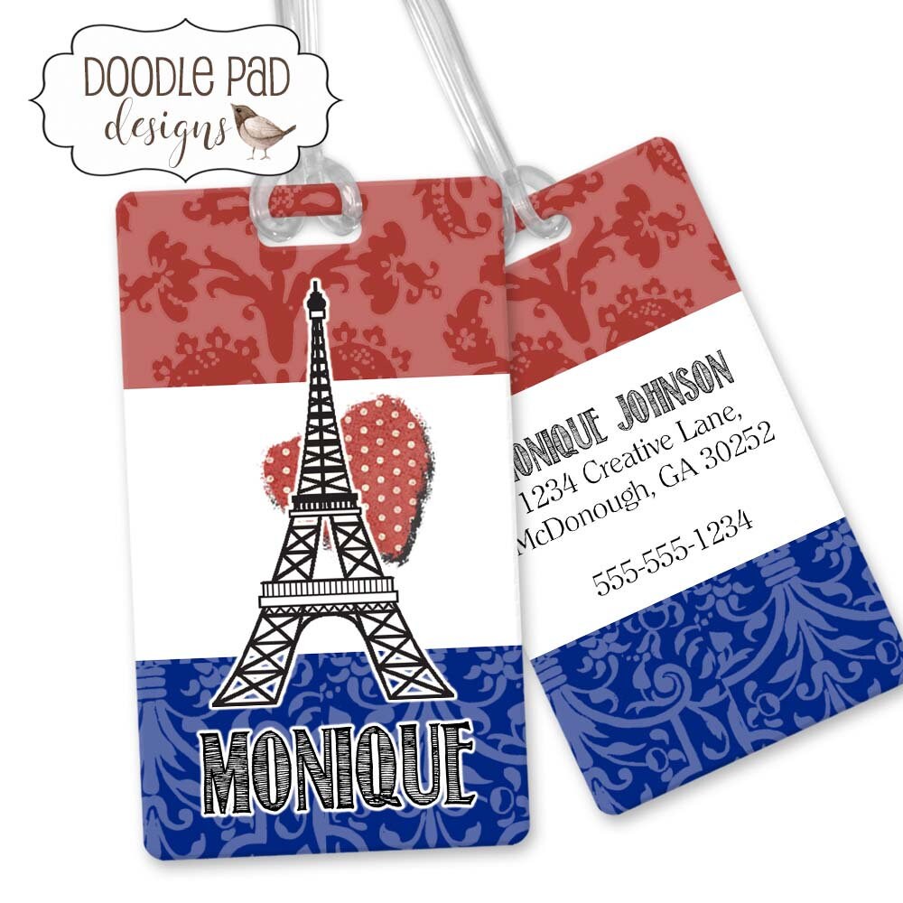 Personalized Luggage Tags / Paris France Bag Tag | Etsy