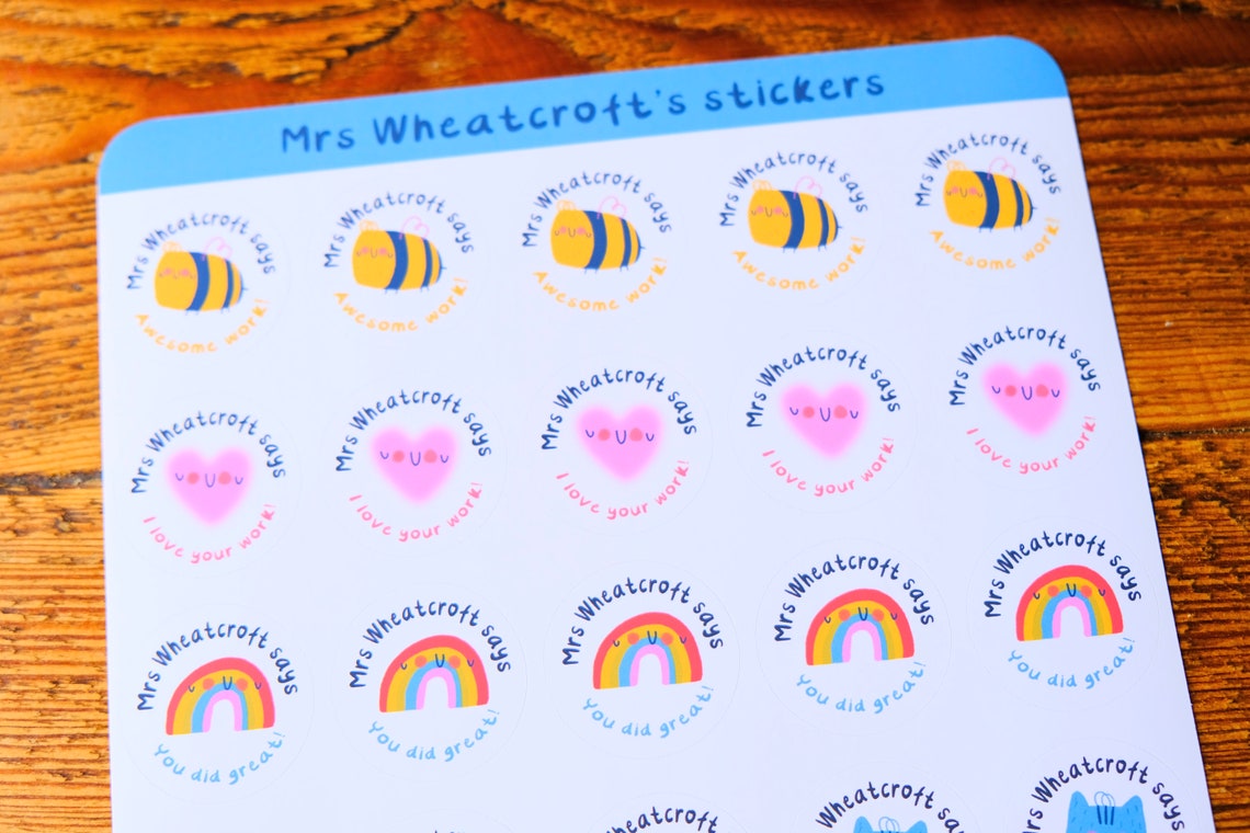 Custom Cute Teacher Sticker Sheet 30 Round 1 Inch Stickers - Etsy