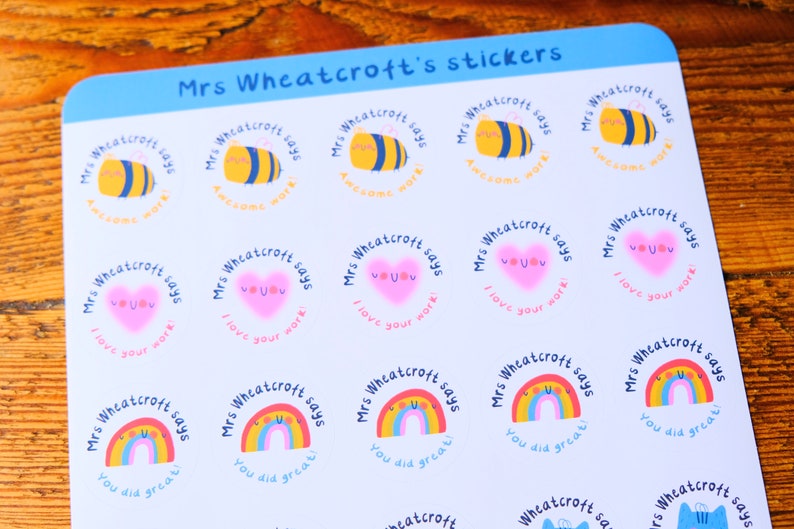 Custom Cute Teacher Sticker Sheet 30 Round 1 Inch Stickers - Etsy