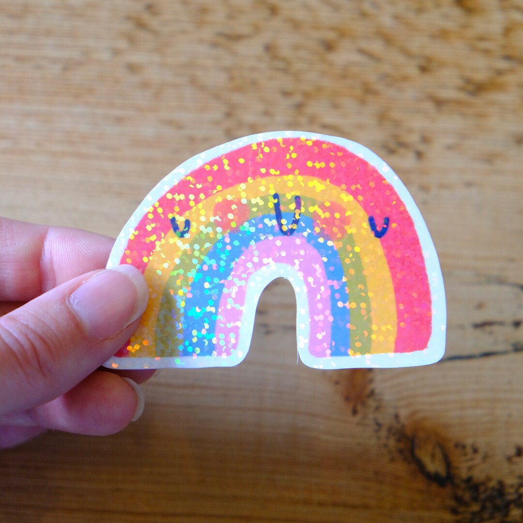 Kawaii Rainbow Vinyl Sticker Kawaii Stickers, Holographic Glitter ...