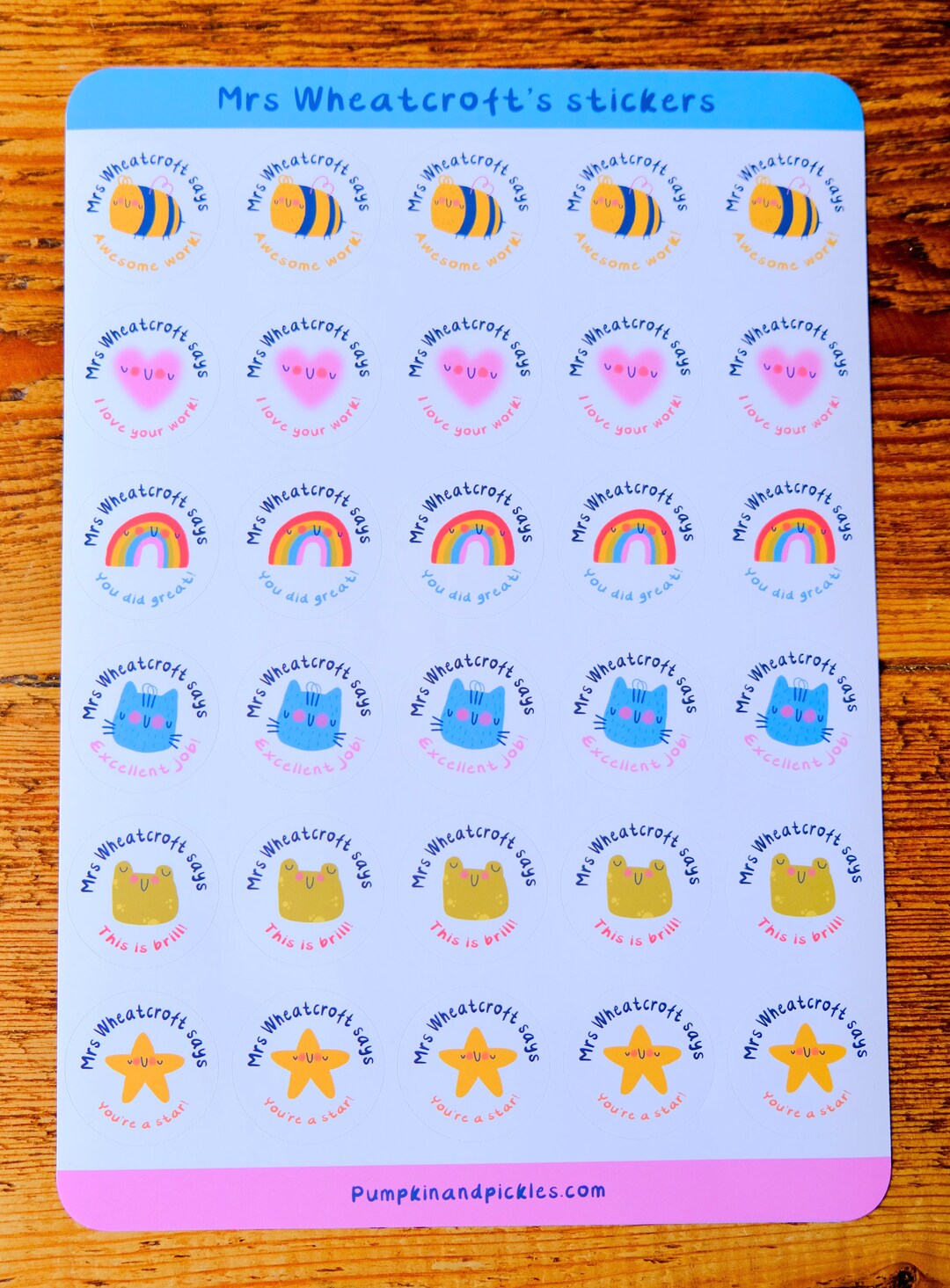 Custom Cute Teacher Sticker Sheet 30 Round 1 Inch Stickers - Etsy