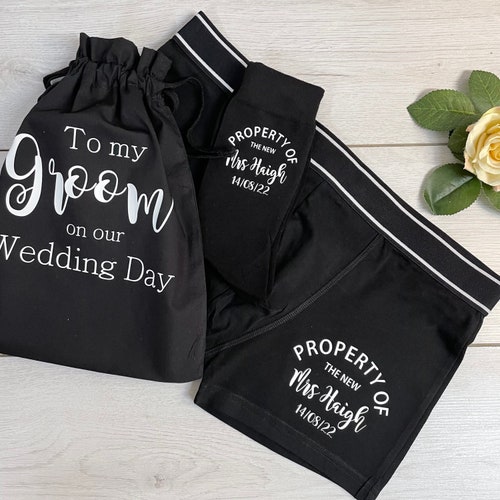 Groom's Property of the Bride Wedding Date Boxer Shorts - Etsy