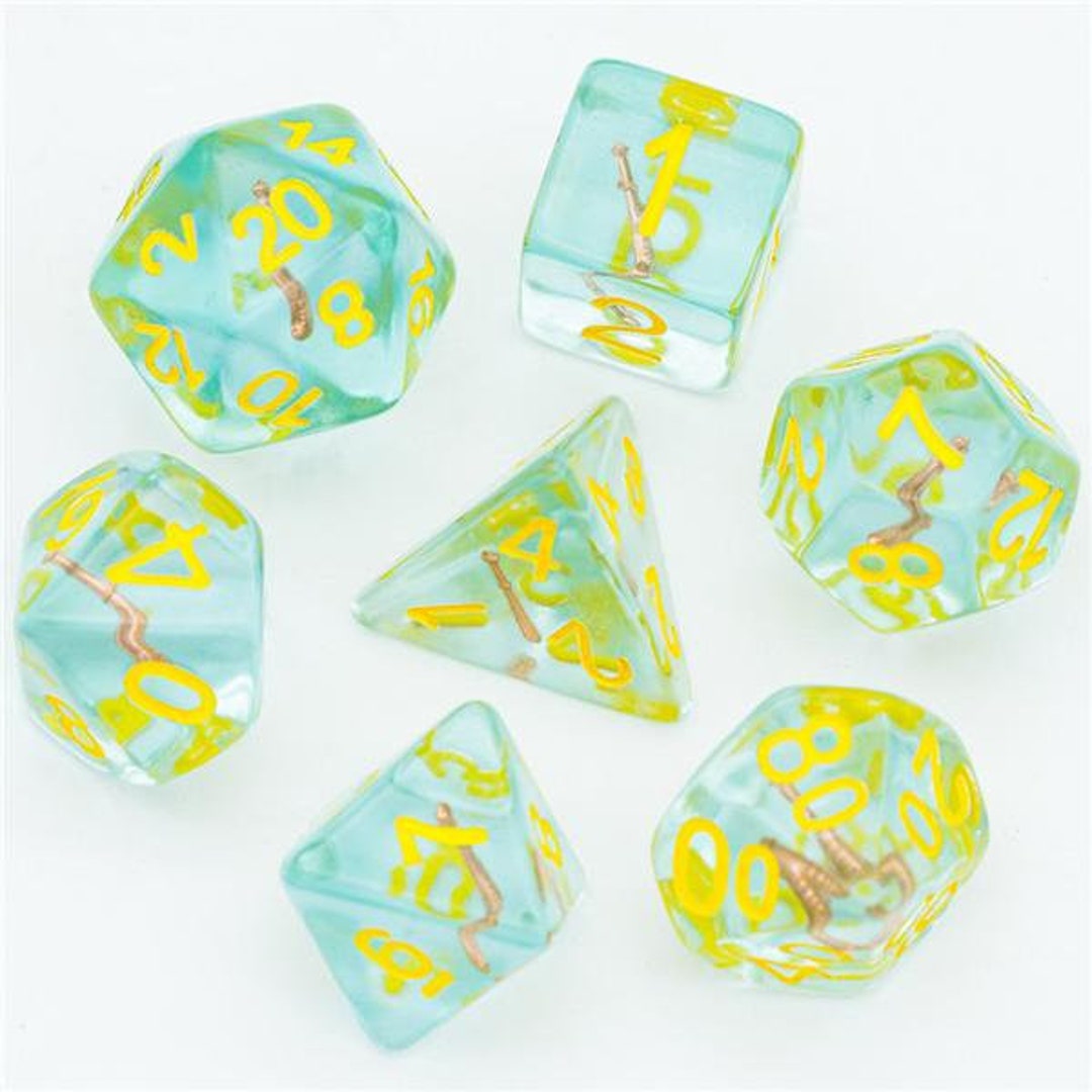 Cleric's Mace Rogue Club Clear Dice Set D20 for RPG Game Dungeons and ...