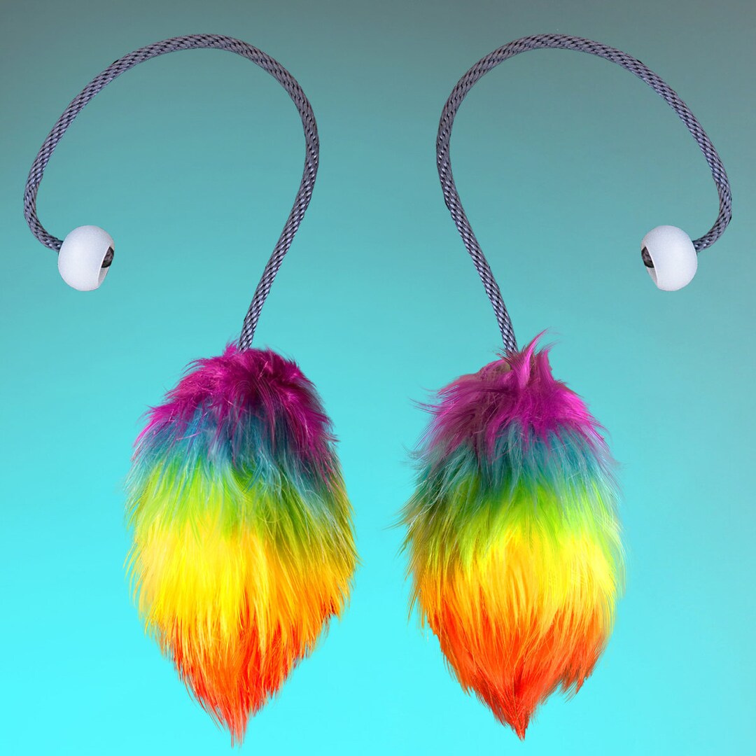 Rainbow Fuzzy Day Poi pair - Etsy