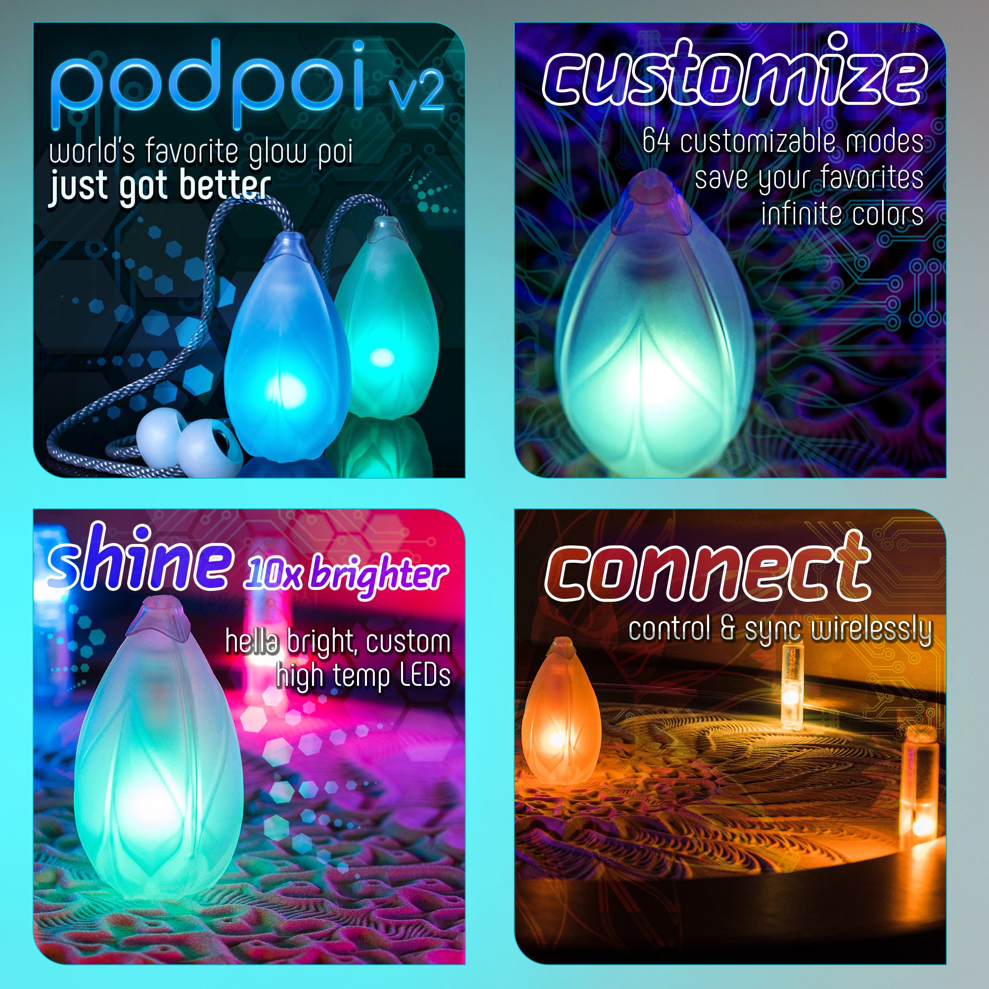 Podpoi® With Capsule Handles V2 - Epic Glow Poi for Gunslingers ...