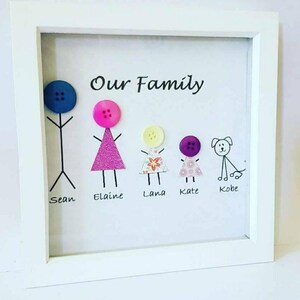 Personalised Button Family Picture Frame Button Art Family - Etsy UK