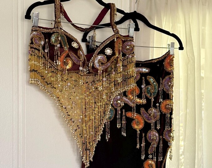 Vtg Two Piece Turkish Belly Dancing Costume • M/l• Bra / Skirt • - Etsy UK