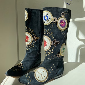 80s Zalo Clock Boots Suede Size 7 - Etsy