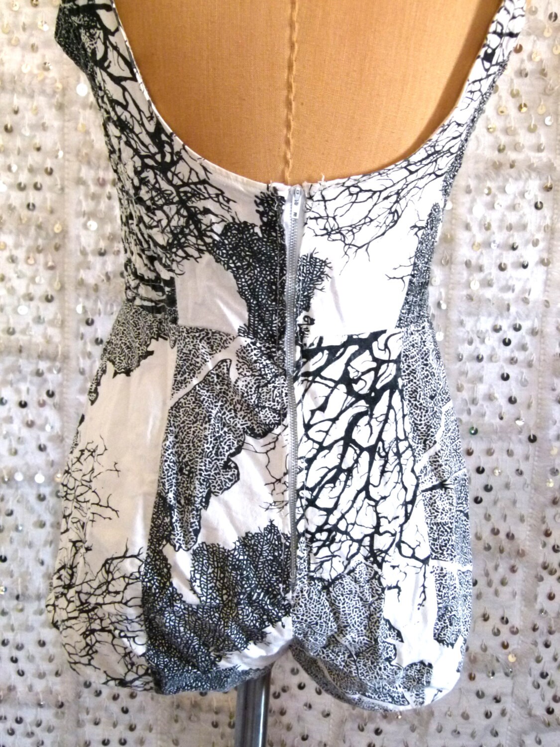 1950s Wild and Tree Sirena Swimsuit Black and White Tree Print; Betty ...