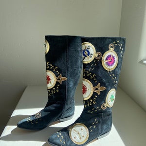 80s Zalo Clock Boots Suede Size 7 - Etsy