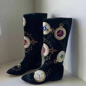 80s Zalo Clock Boots Suede Size 7 - Etsy