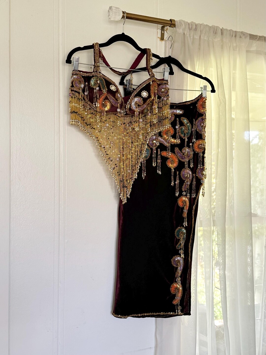 Vtg Two Piece Turkish Belly Dancing Costume • M/l• Bra / Skirt • - Etsy