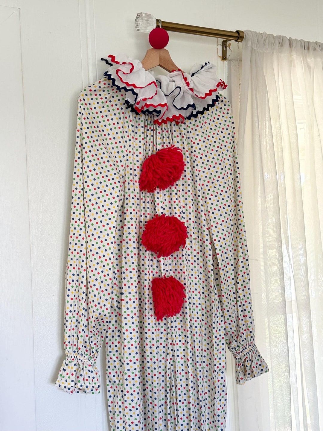 70s Clown Costume l/xl Jumpsuit / Collar/ Nose - Etsy