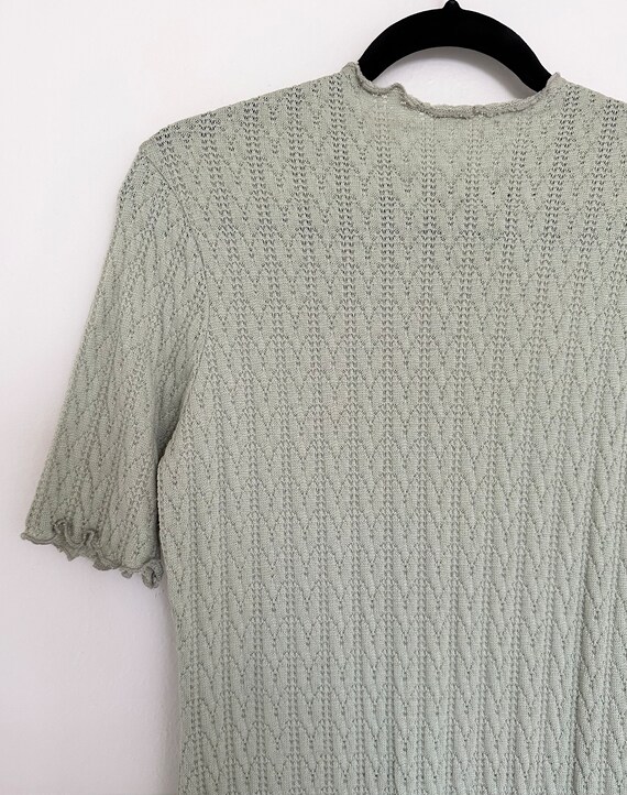 90s sage green cable knit blouse• medium• - Gem