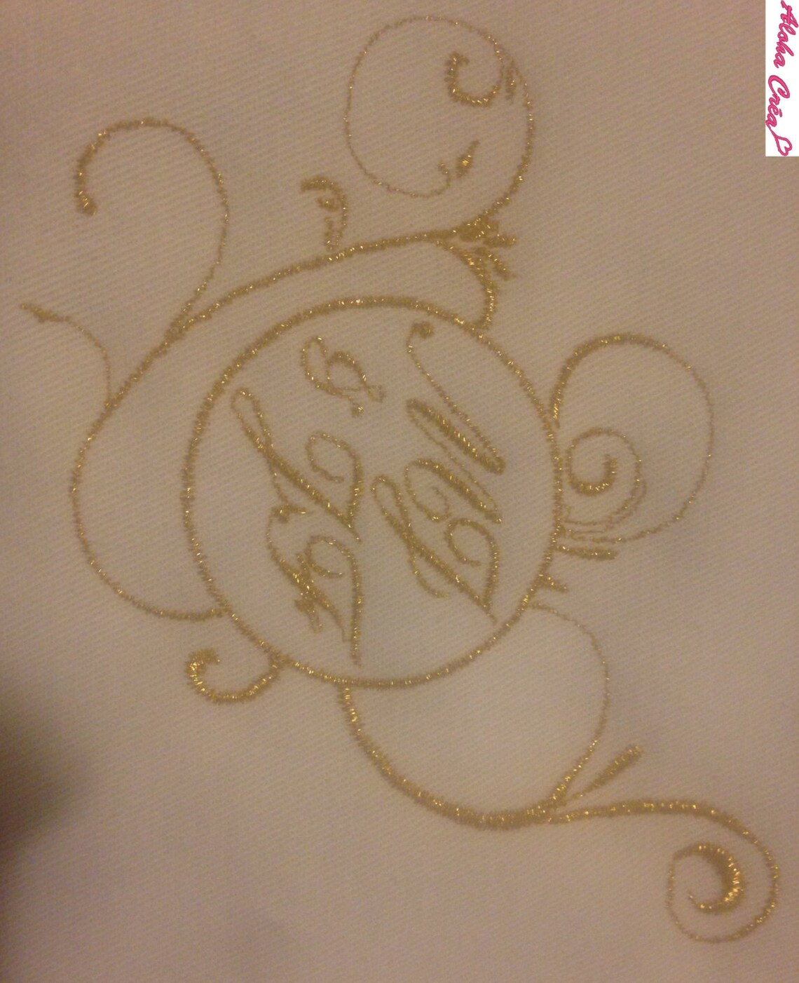 Machine Embroidery Design Arabesque Initials Instant Digital | Etsy