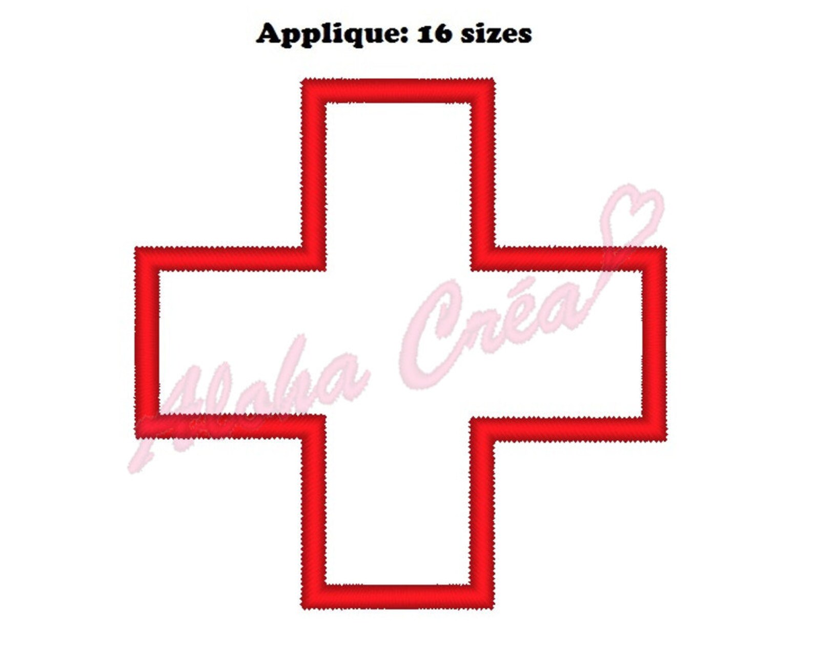 Machine Embroidery Design Red Cross Applique (16 Sizes) - Instant ...