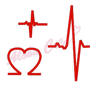 Machine Embroidery Designs Pack Cardiac Rhythm Heart Beat - 3 Models ...