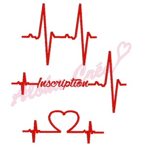 Machine Embroidery Designs Pack Cardiac Rhythm Heart Beat - 3 Models ...