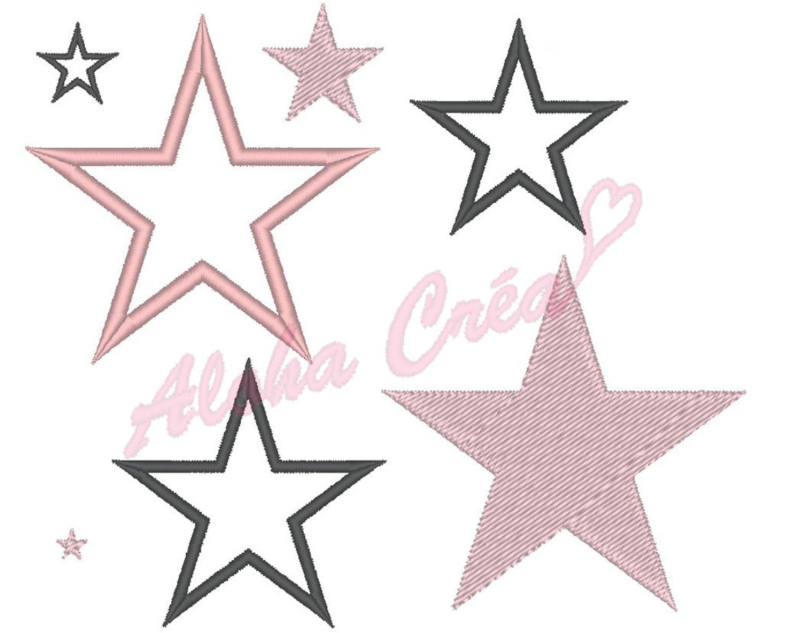 Machine Embroidery Design Stars Pack 17 Size Instant | Etsy