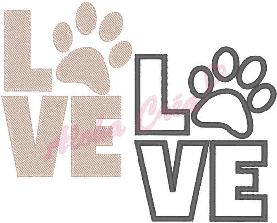 Embroidery I Love My Dog Applique and Filled Machine Embroidery Design ...