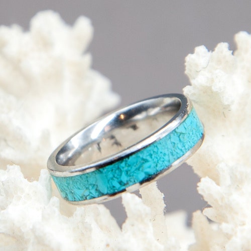 Stone Inlay Turquoise Ring - Etsy