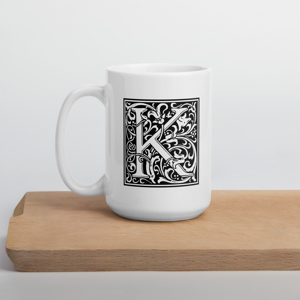 William Morris Mug, Letter K Mug, Monochrome Mug, Birthday Gift, Gifts ...