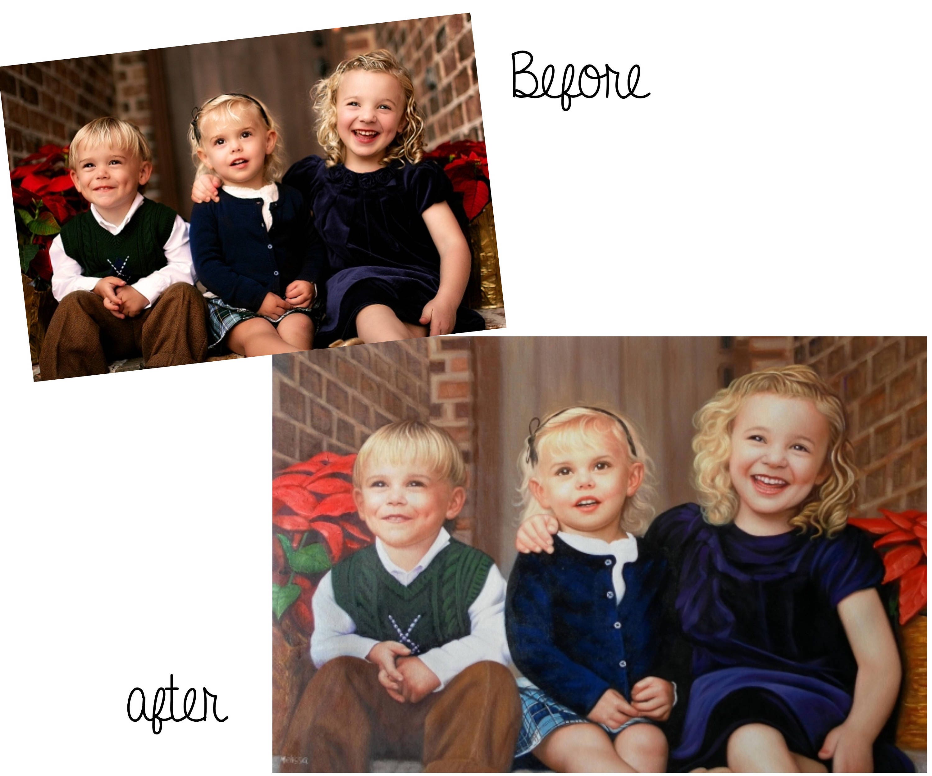 3 Figures Children Custom Portrait-oil Painting-custom - Etsy