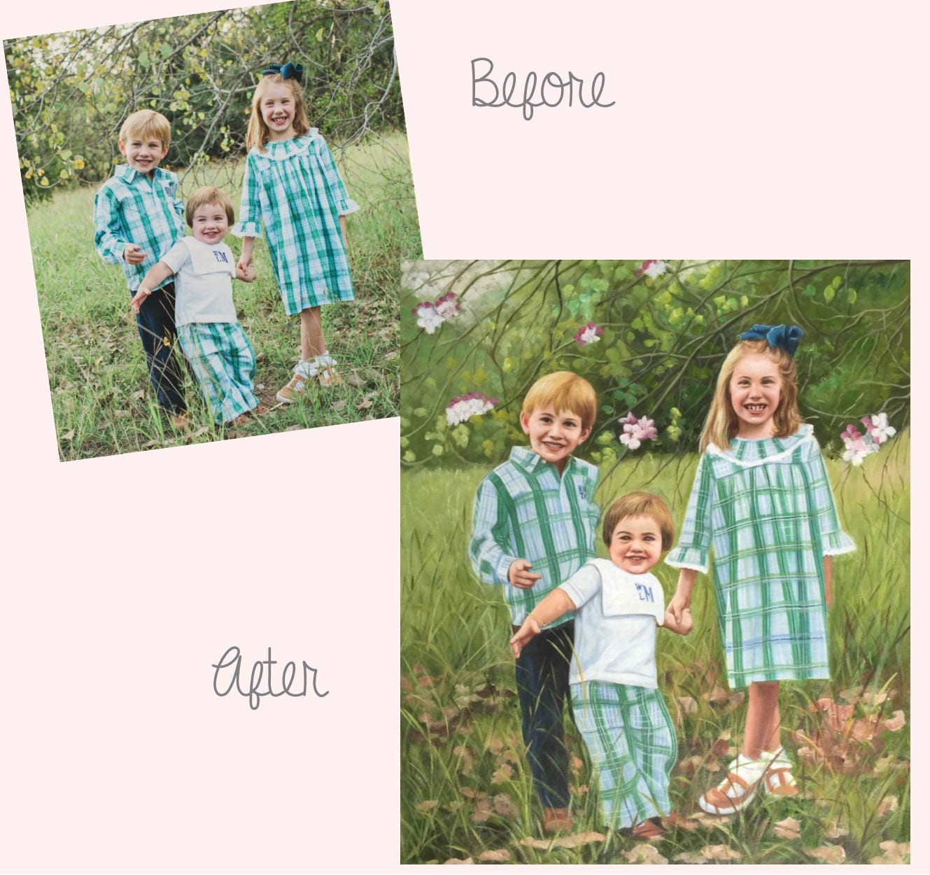 3 Figures Children Custom Portrait-oil Painting-custom - Etsy