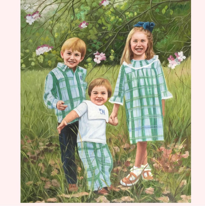3 Figures Children Custom Portrait-oil Painting-custom - Etsy