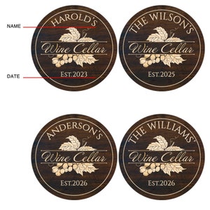 Personalized Wine Cellar Sign - Custom Wine Bar Sign, Wine Cellar Decor ...