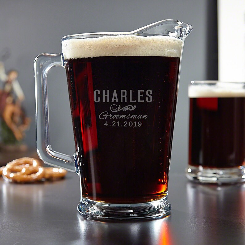 Classic Groomsman Custom Glass Beer Pitcher Personalized - Etsy