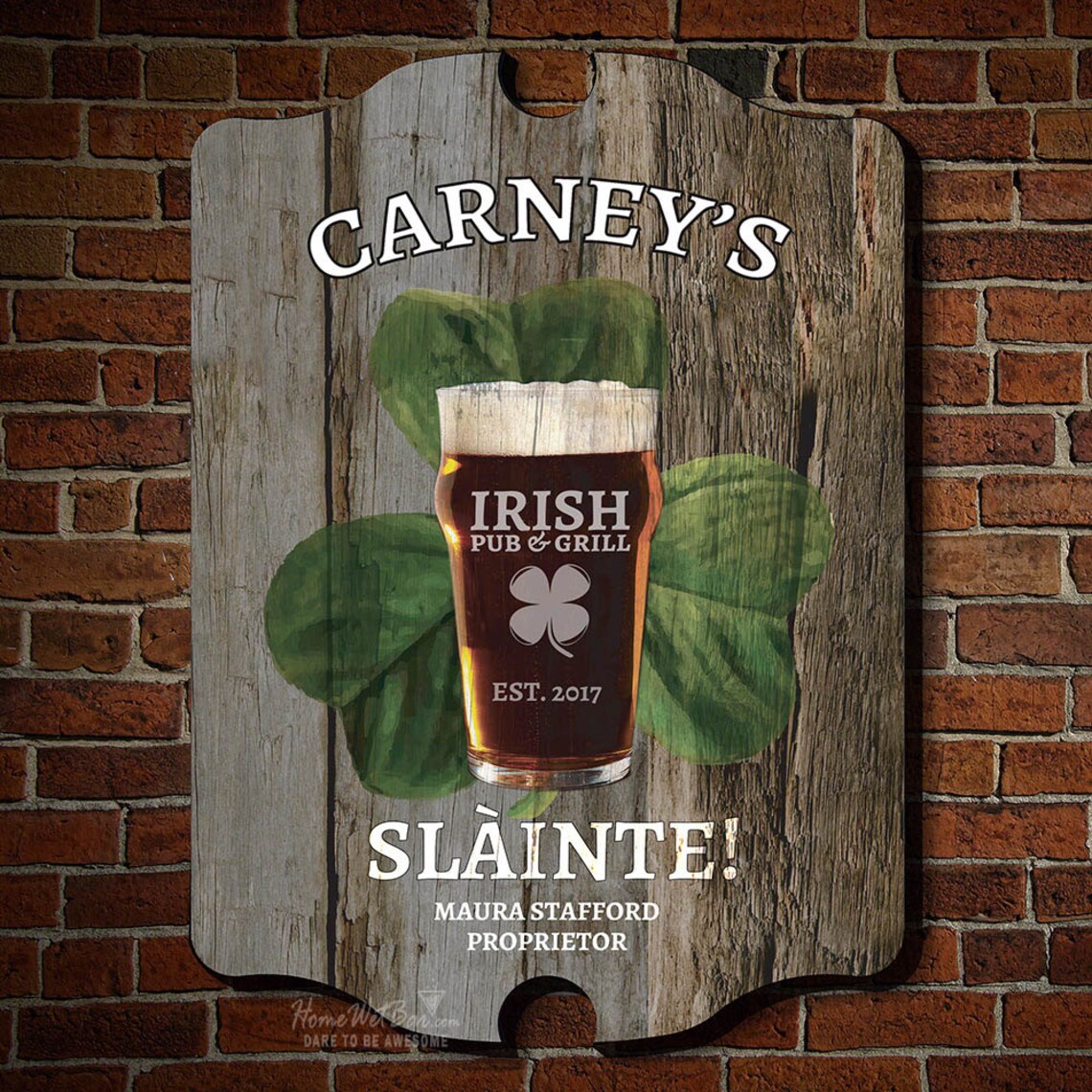Sláinte Toast Personalized Bar Sign Shamrock Irish Wall | Etsy