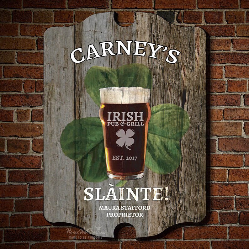 Sláinte Toast Personalized Bar Sign Shamrock Irish Wall - Etsy