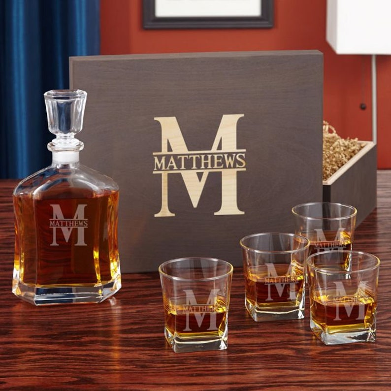 Oakmont Custom Decanter And Whiskey Glass Set Great T For Etsy