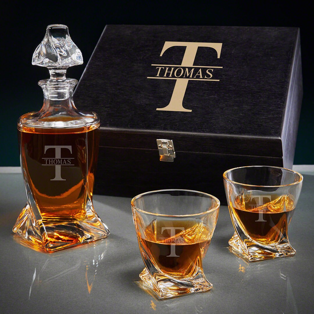 Engraved Crystal Whiskey Decanter Set - Custom Whiskey Gift for Boss ...
