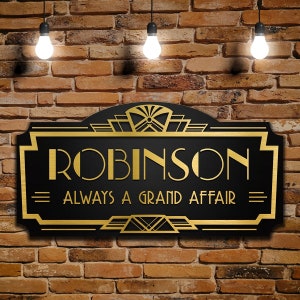 Custom Art Deco Sign - Personalized Wall Decor, Custom Marquee Sign ...