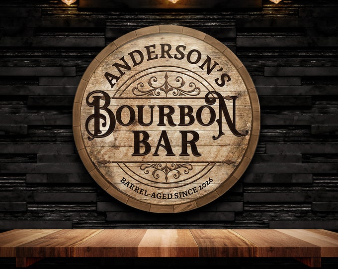 Bourbon Whiskey Barrel Stave 18in Novelty Signs With Metal Band Accent ...