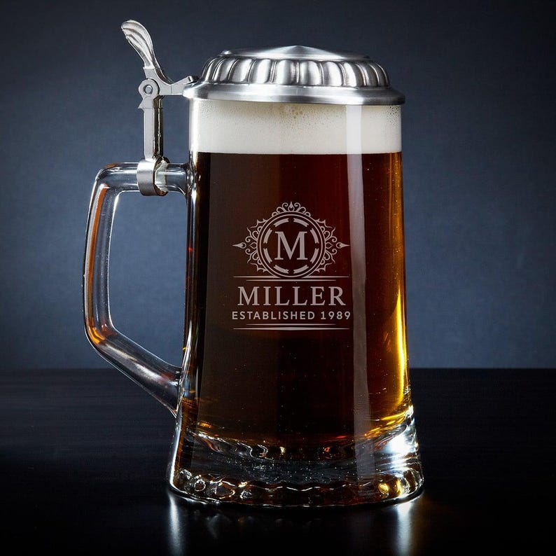 Personalized German Beer Stein With Lid - Beer Lover Gift for Groomsmen ...