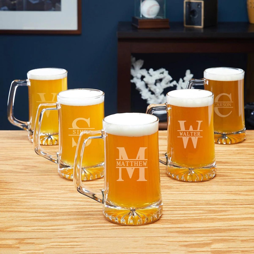Custom Groomsmen Beer Mugs, Set of 5 - Engraved Beer Mug, Groomsmen ...