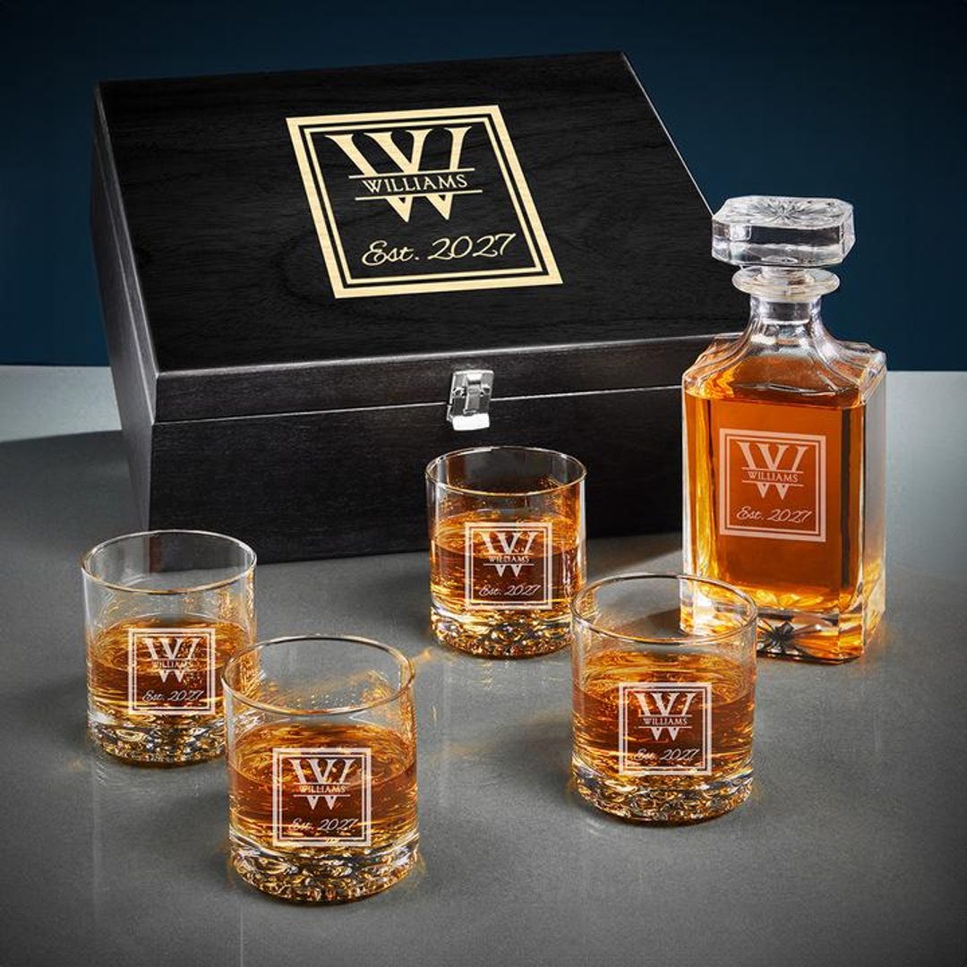 Custom Whiskey Lover Gift Set With - Engraved Decanter Set, Etched ...
