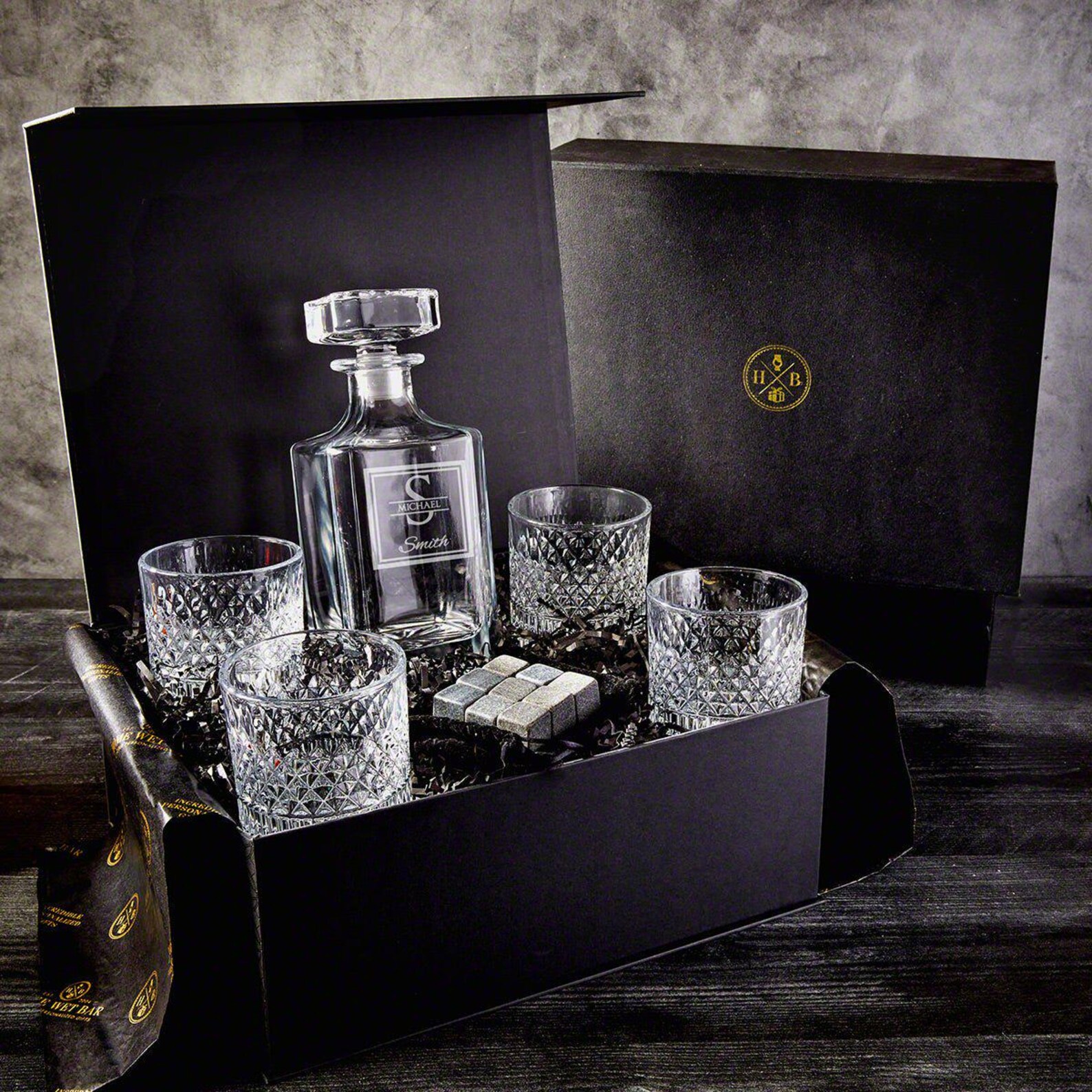 Engraved Whiskey Decanter Set With Box - Personalized Whiskey Decanter ...