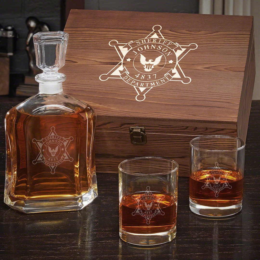 Personalized Whiskey Decanter Set - Law Enforcement Gift, Deputy ...