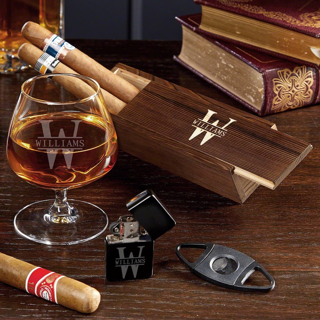 Personalized Cigars and Brandy Gift Set Brandy Snifter, Engraved Cognac ...