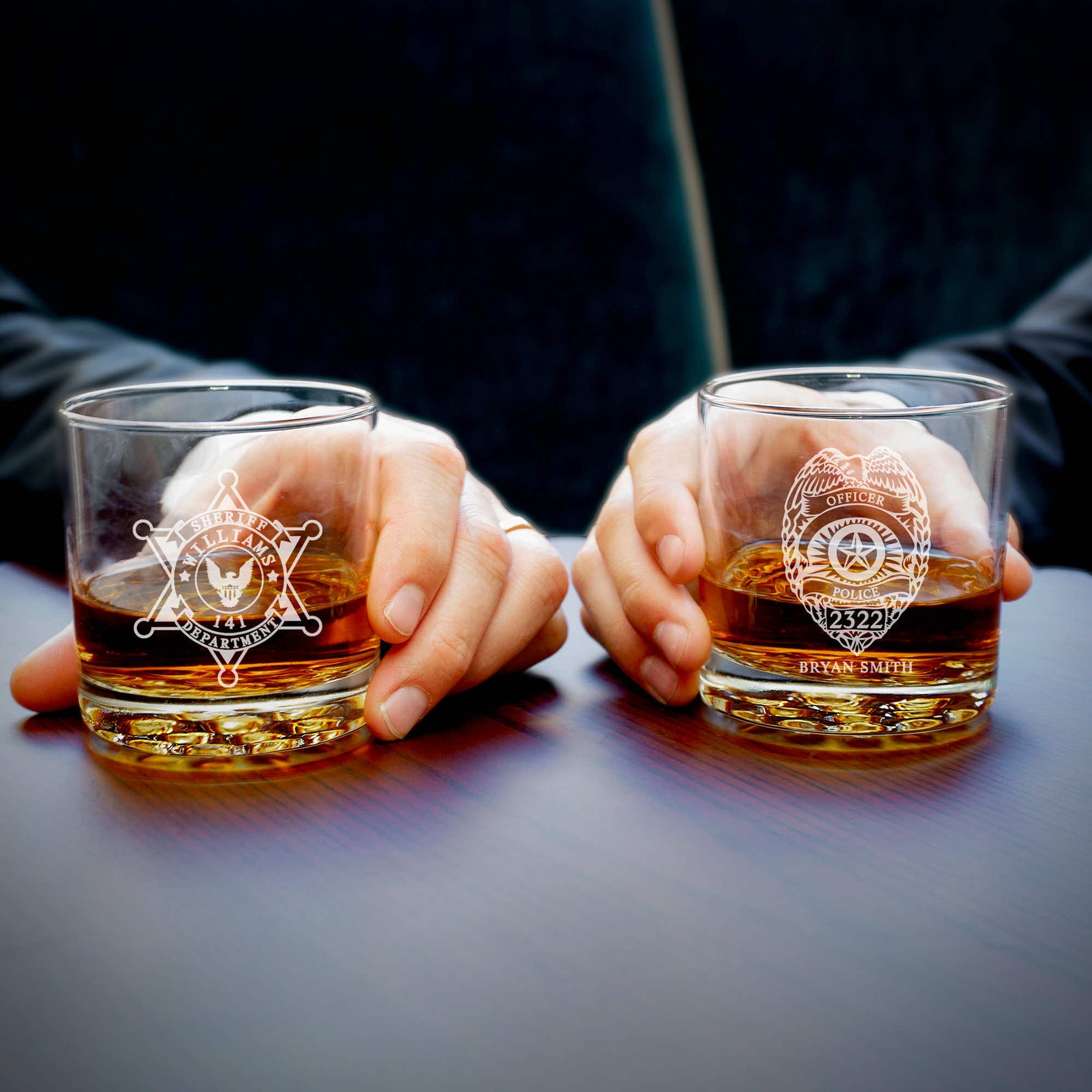 Etched Whiskey Glass - Police Officer Gift, Custom Whiskey Glasses, Law ...